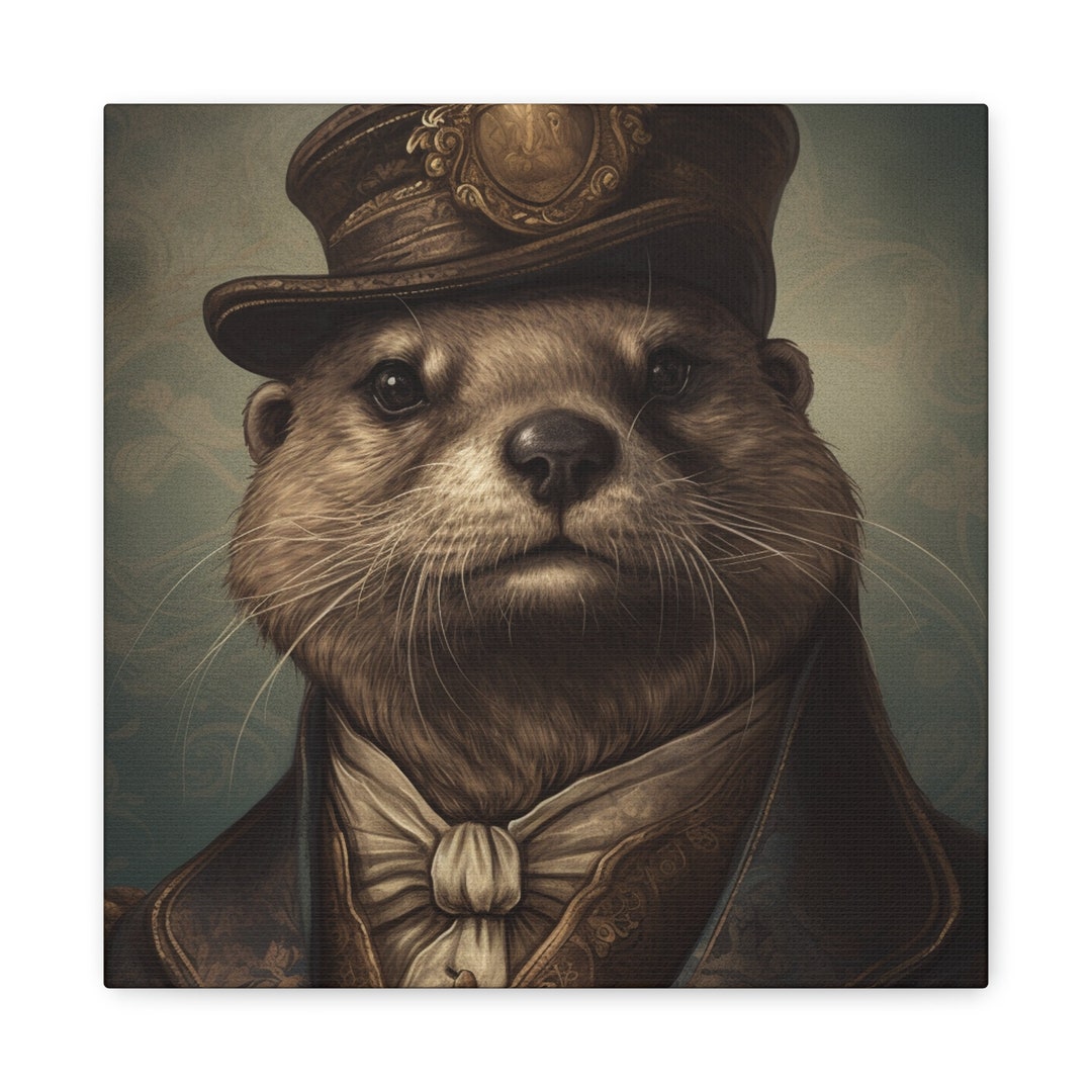 Victorian Otter in Refined Attire Canvas Art: Elegance and ...