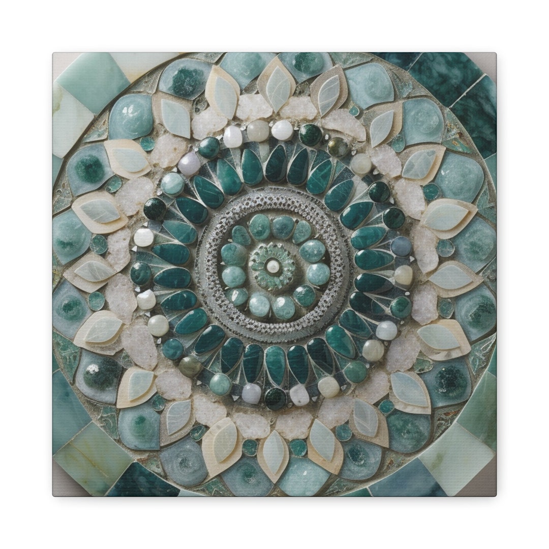 Jade Mandala Symmetry Serene and Harmonious Wall Art Canvas Print - Etsy
