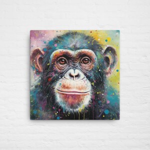 Modern Vibrant Chimp Art Canvas Print - Etsy
