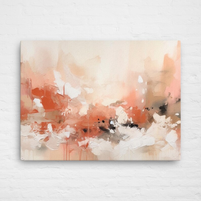 Peach Abstract Art Peach Abstract Painting Colourful Wall Art Canvas ...