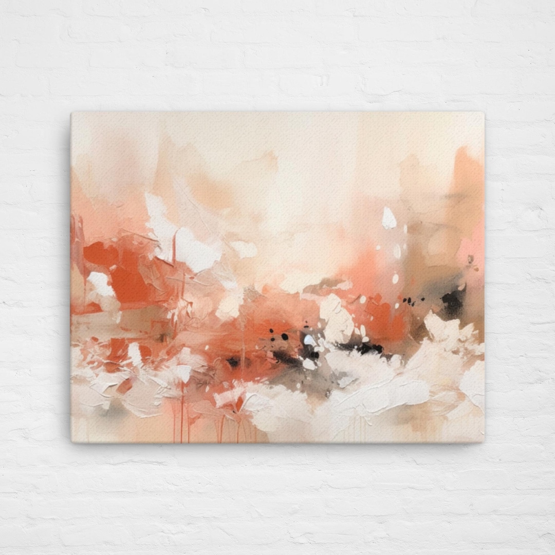 Peach Abstract Art Peach Abstract Painting Colourful Wall Art Canvas ...