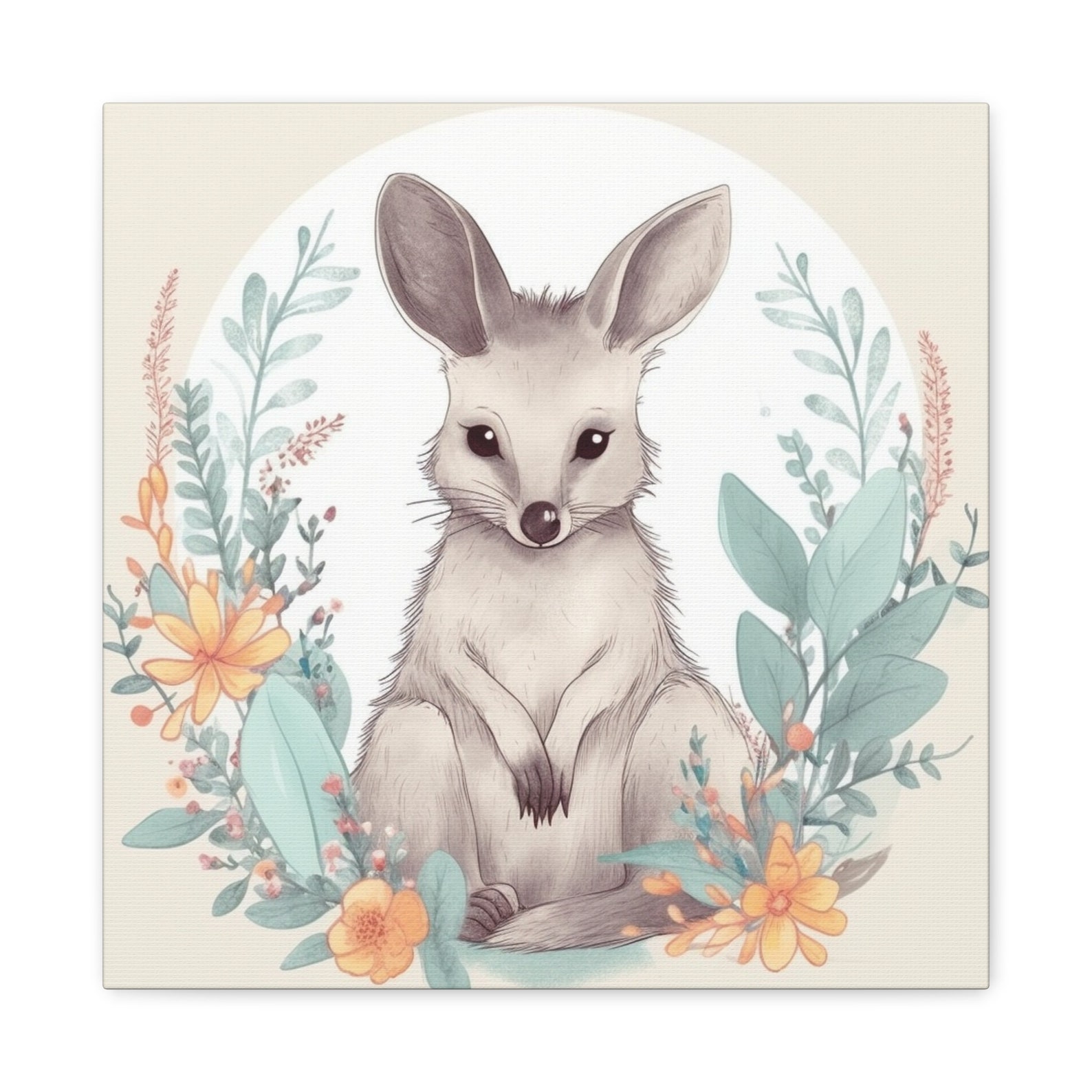 Whimsical Wallaby Cartoon Canvas Print Nursery Art for Children's ...