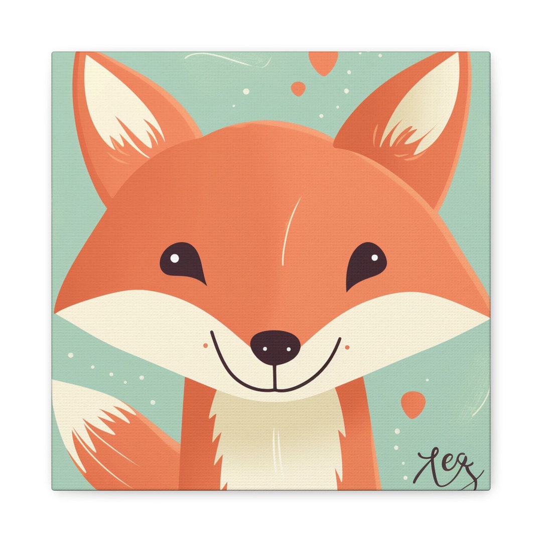 Friendly Red Fox Cartoon Nursery Art Canvas Print - Etsy