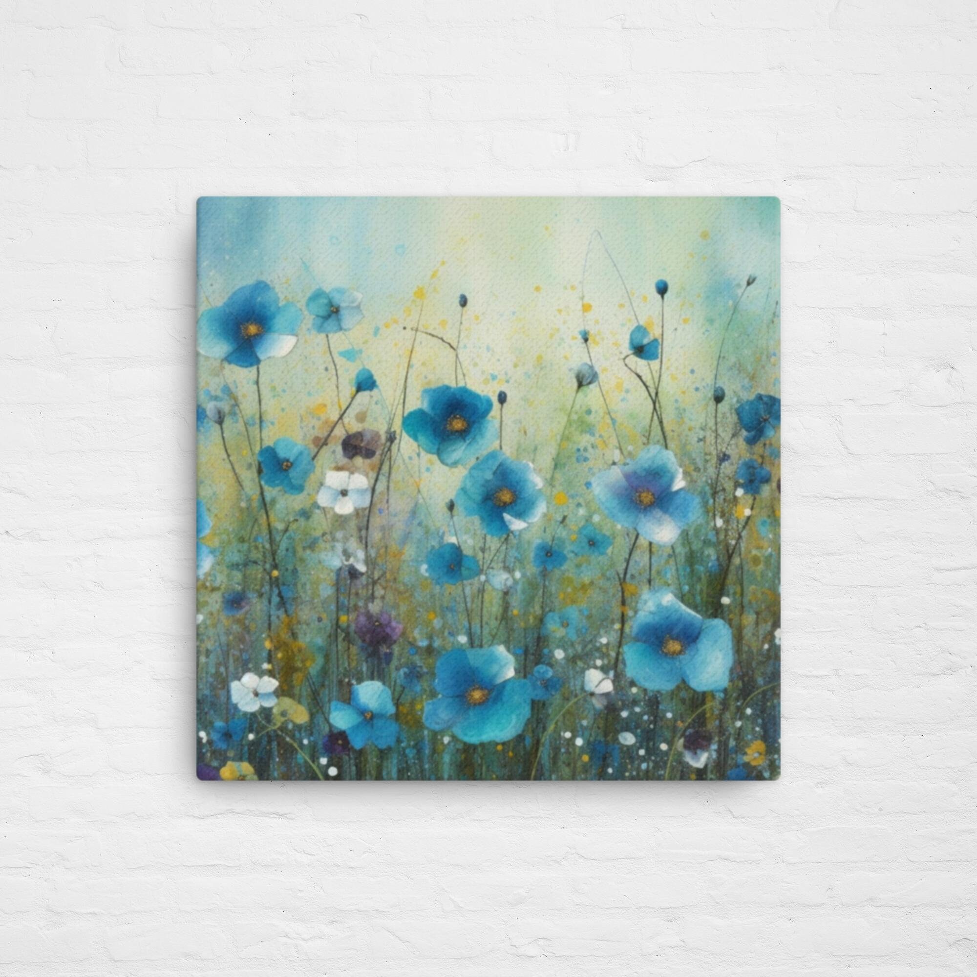Blue Flower Art Landscape Design Wall Art Floral - Etsy