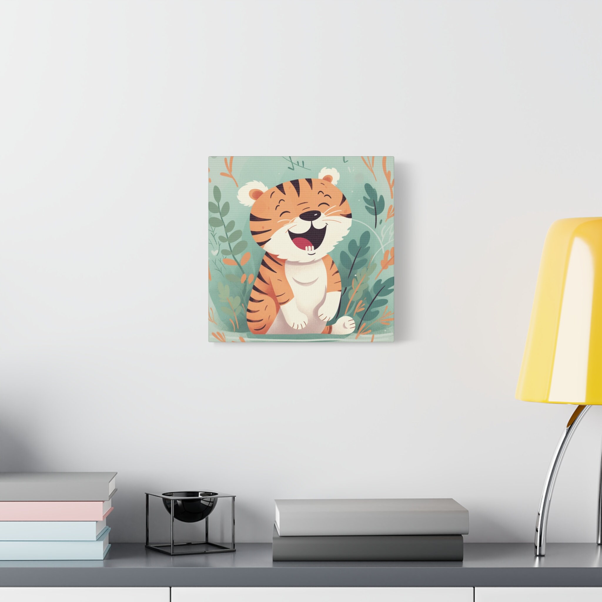 Whimsical Tiger Cartoon Canvas Print Nursery Art Childrens Bedroom - Etsy