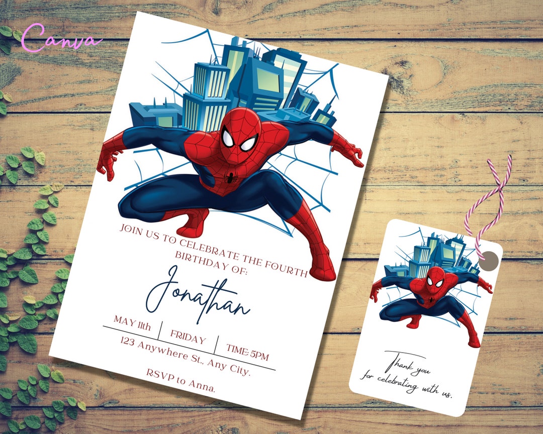 Spiderman Invitation Template | Editable Birthday Party Invitation ...