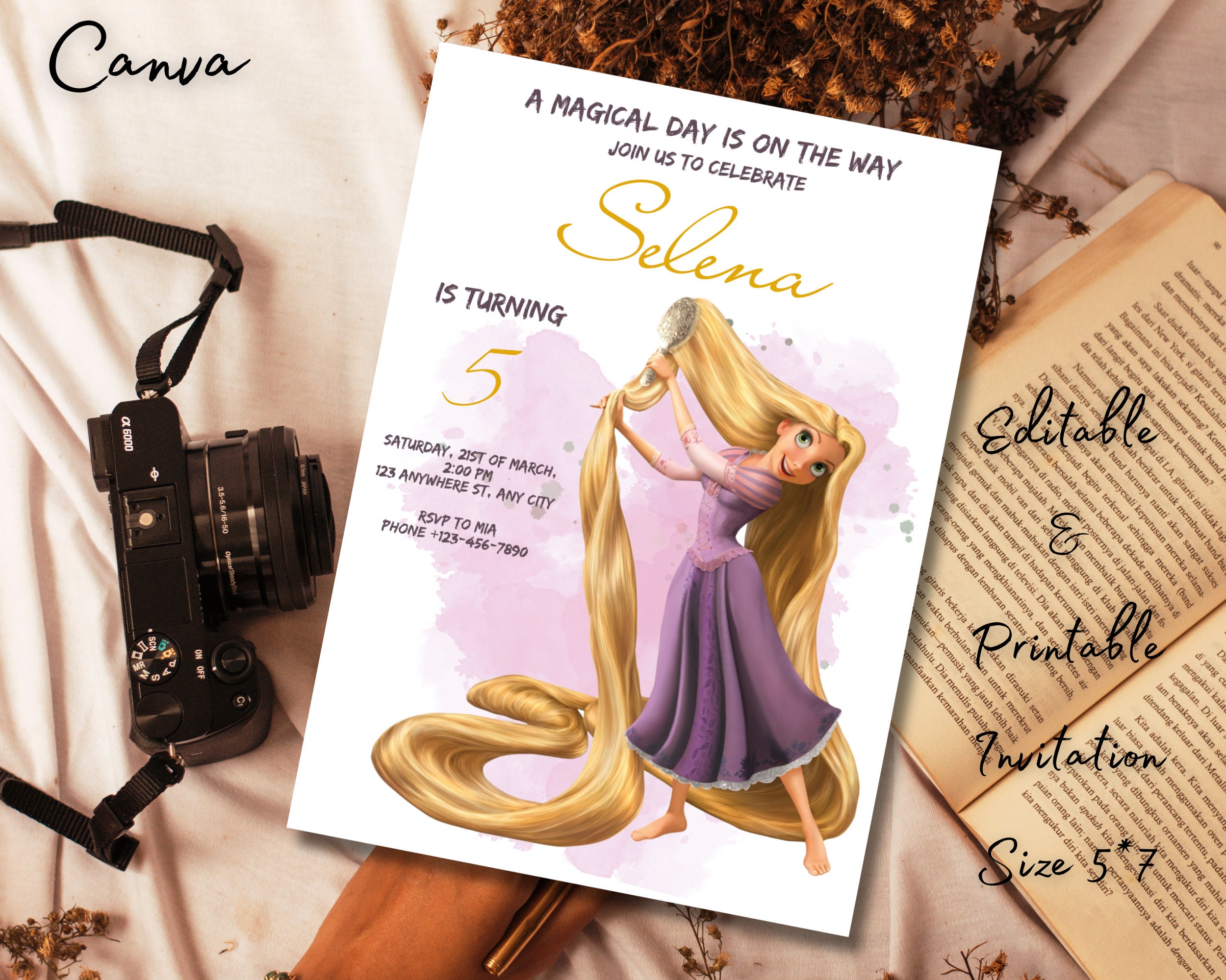 Rapunzel Birthday Party Invitation Template, Rapunzel Birthday ...