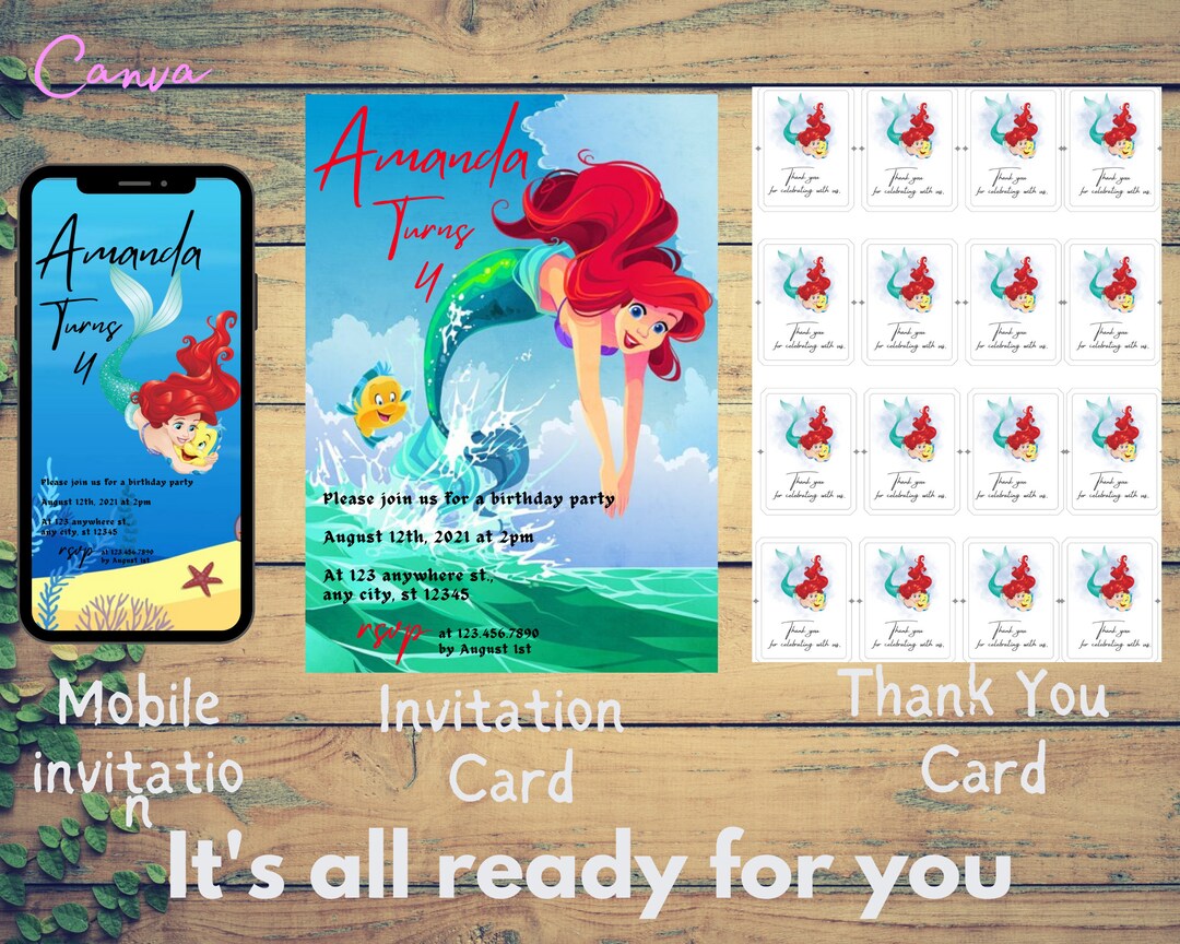 Little Mermaid Invitation, Ariel Invitation, Ariel Princess Birthday ...