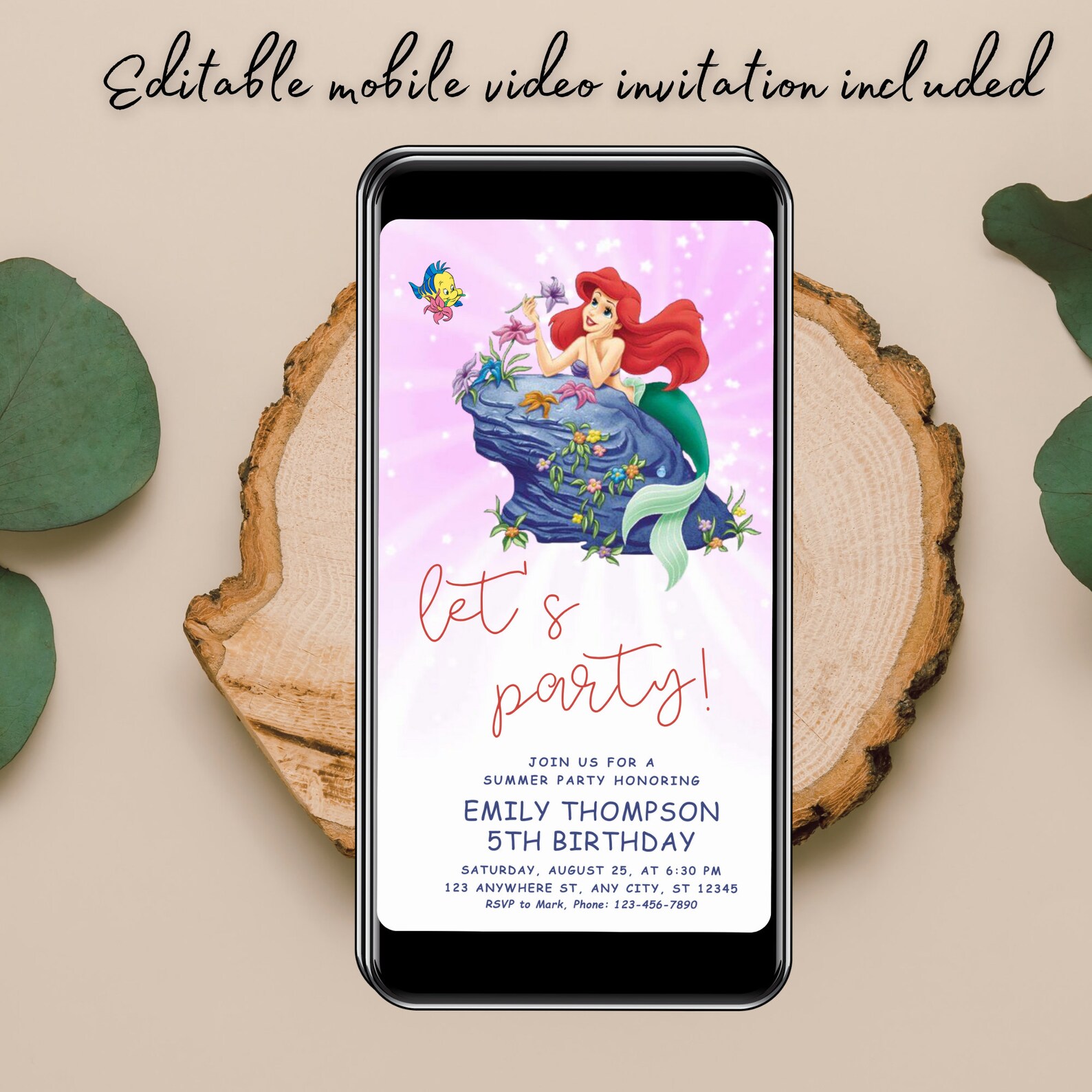 Little Mermaid Invitation, Ariel Invitation, Ariel Princess Birthday ...