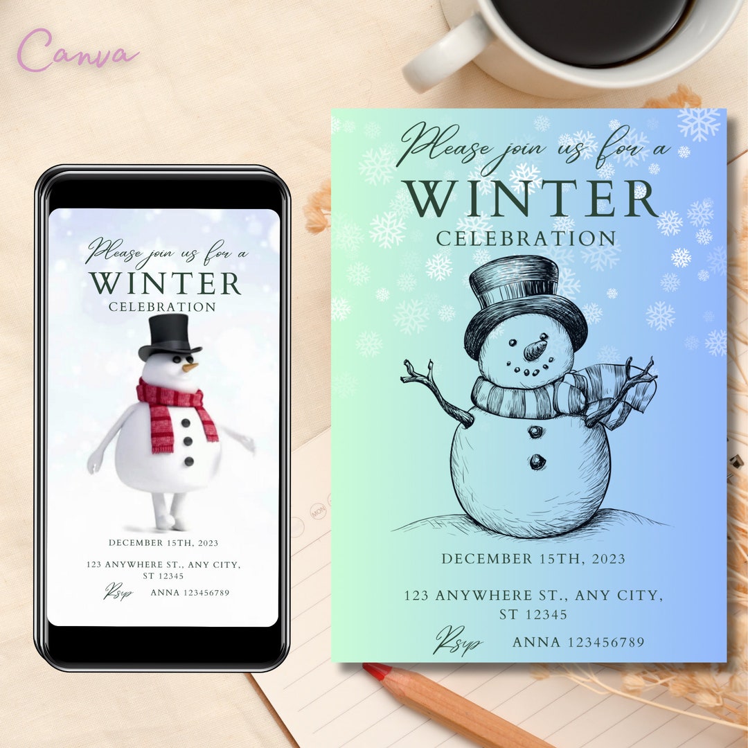 Snowman Invitation, Winter Wonderland Invitation, Snowman Birthday ...