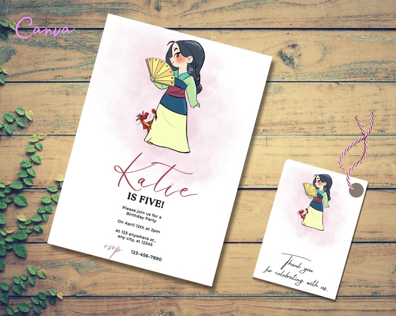 Mulan Birthday Invitation, Mulan Video Invitation, Mulan Invite, Mulan ...