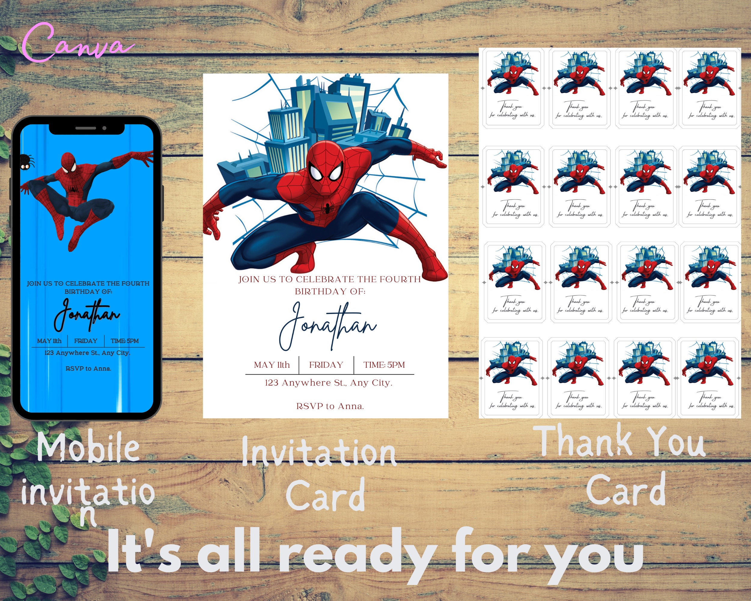 Spiderman Invitation Template | Editable Birthday Party Invitation ...