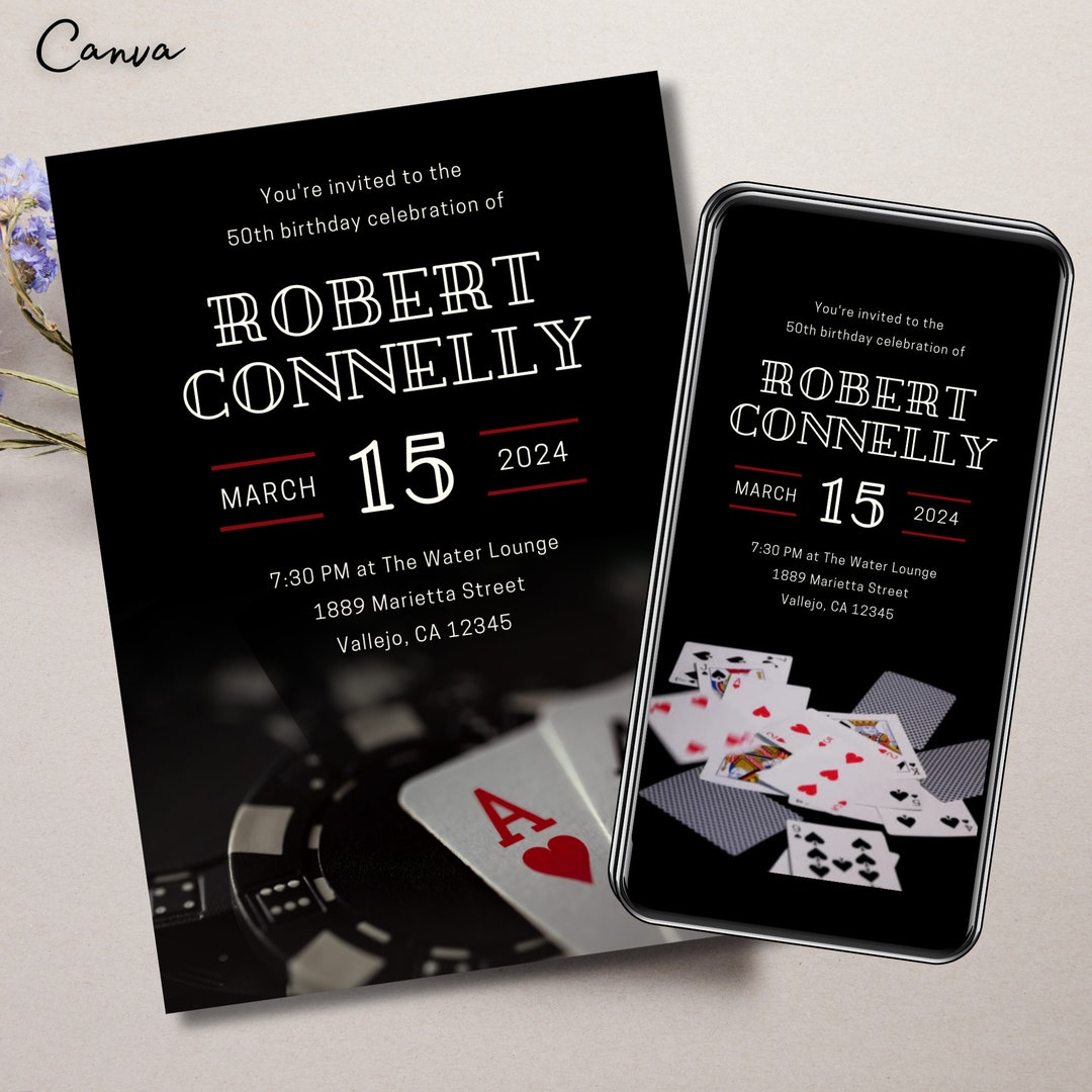 Poker Birthday Invitation, Poker Invitation, Poker Party Invitation ...
