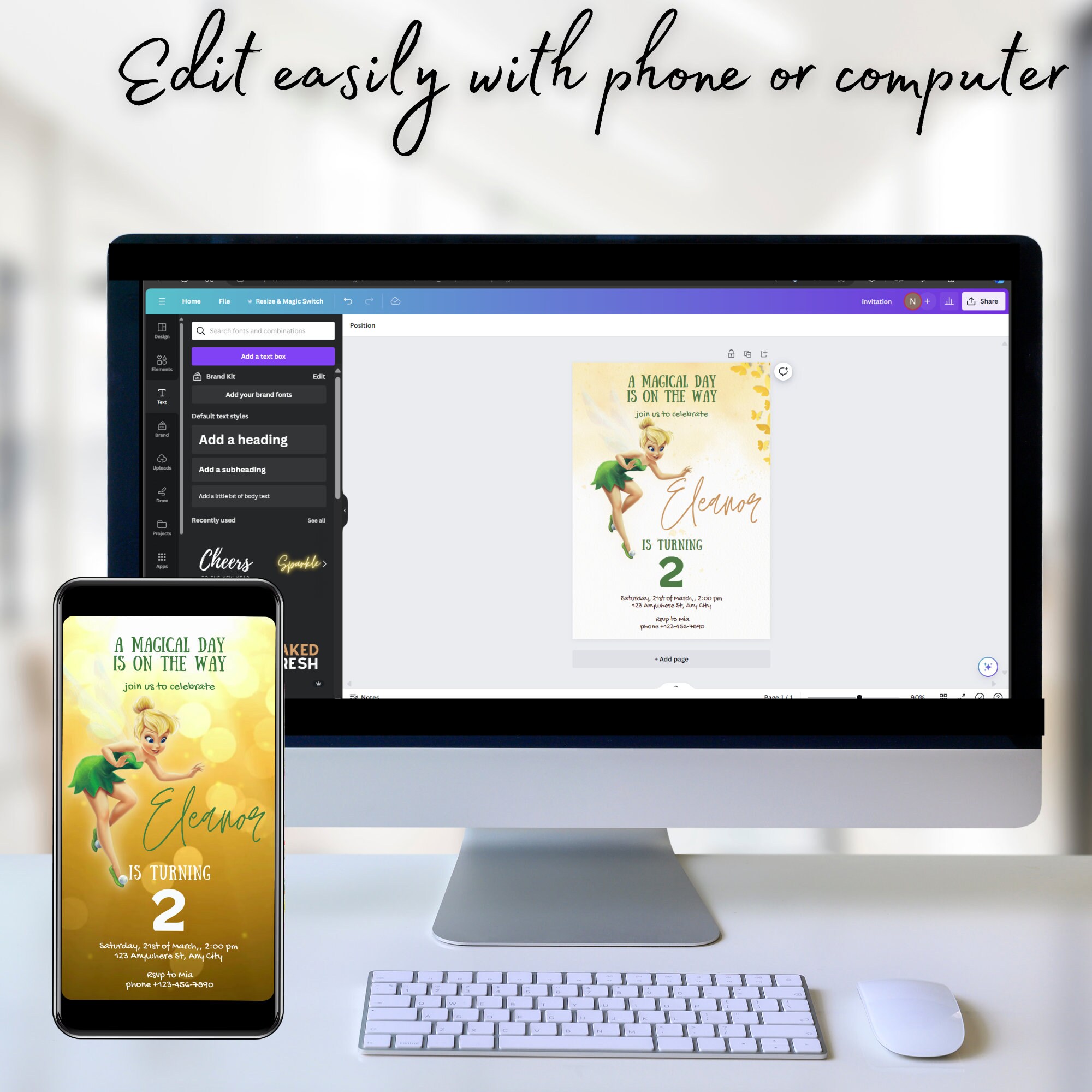 Tinkerbell Editable Invitation, Fairy Birthday Party Tinkerbell Party ...