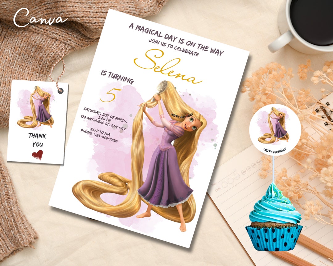 Rapunzel Birthday Party Invitation Template, Rapunzel Birthday ...