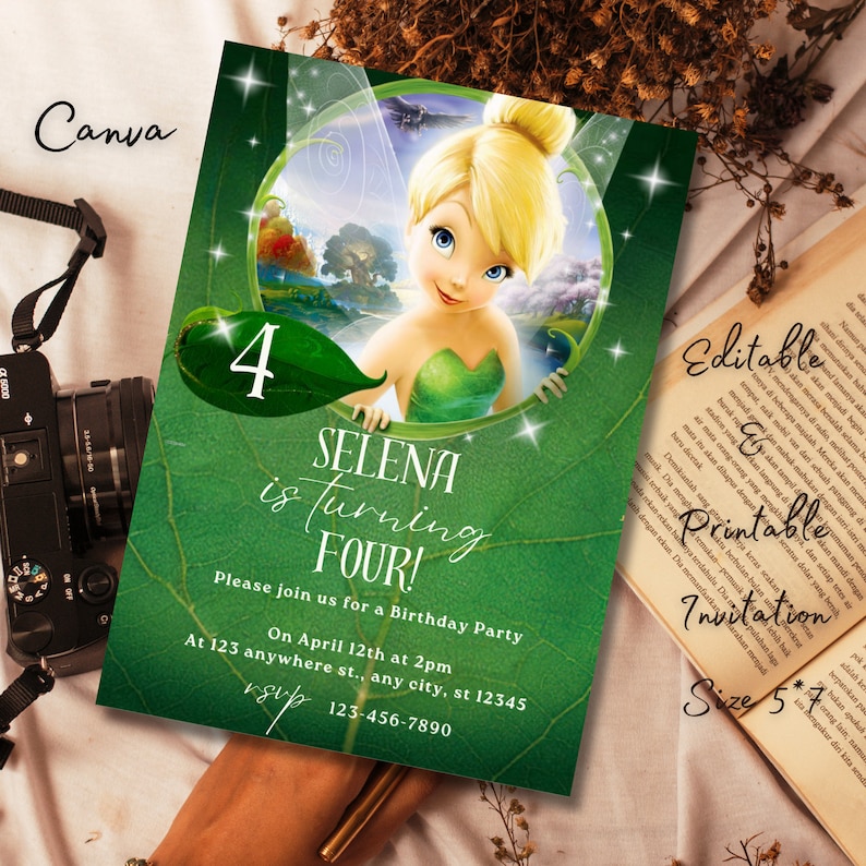 Tinkerbell Editable Invitation, Fairy Birthday Party Tinkerbell Party ...