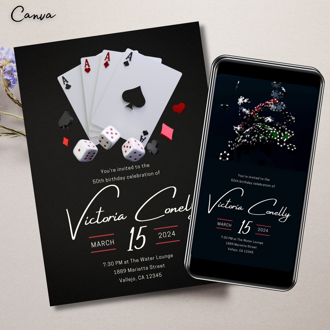 Poker Birthday Invitation, Poker Invitation, Poker Party Invitation ...