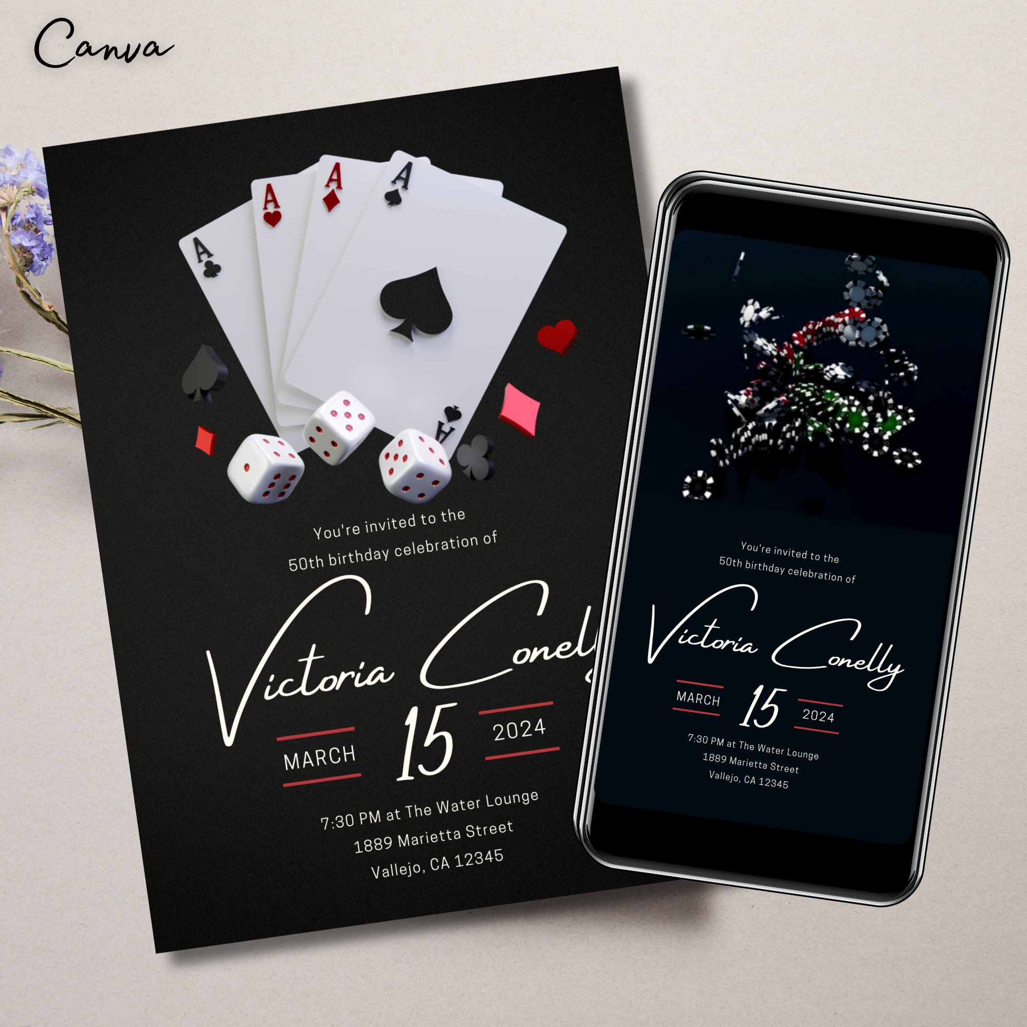 Poker Birthday Invitation, Poker Invitation, Poker Party Invitation ...