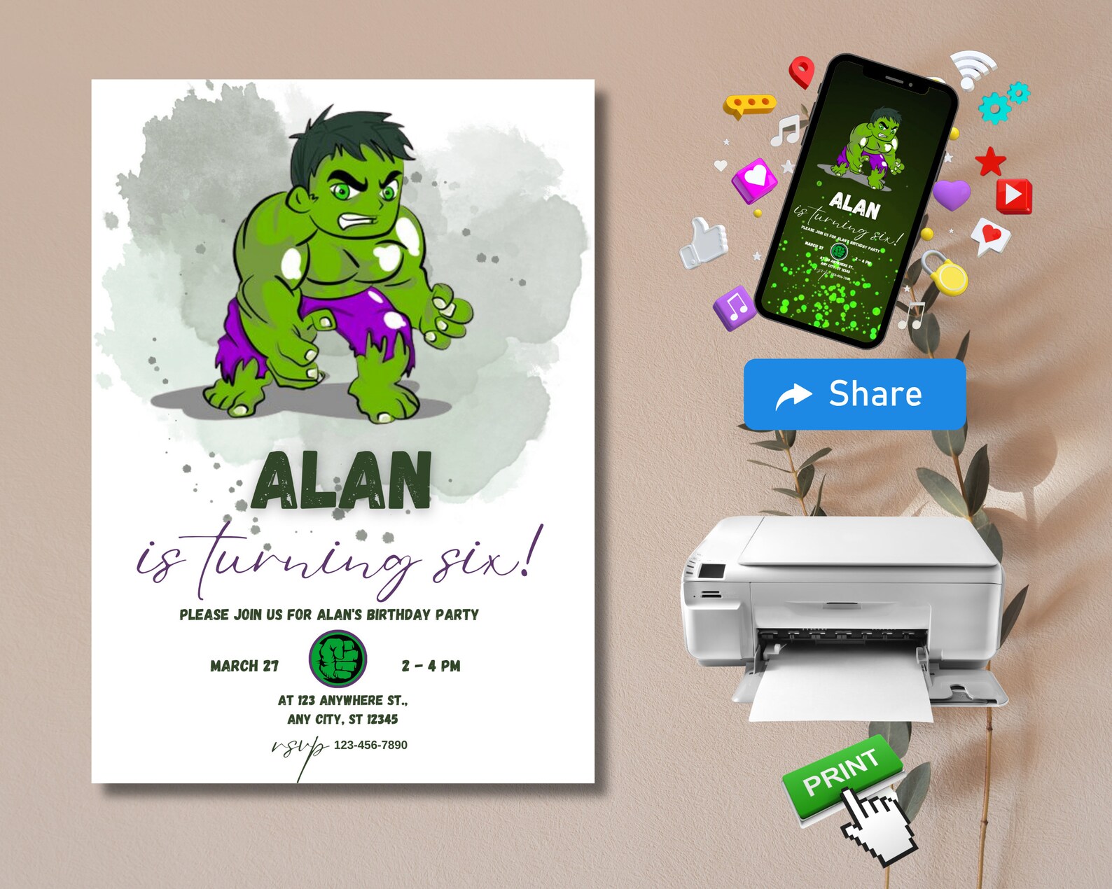 Hulk Invitation,hulk Birthday Invitation, Avengers Invitation ...