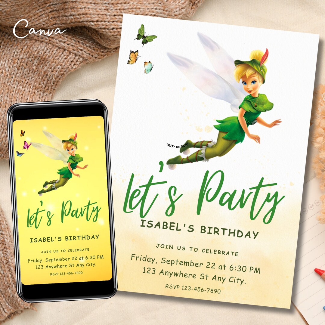 Tinkerbell Editable Invitation, Fairy Birthday Party Tinkerbell Party ...