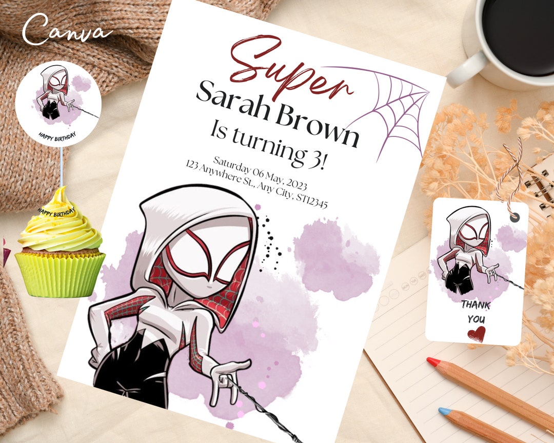 Ghost Spider Birthday Invitation, Spidey and His Amazing Friends ...