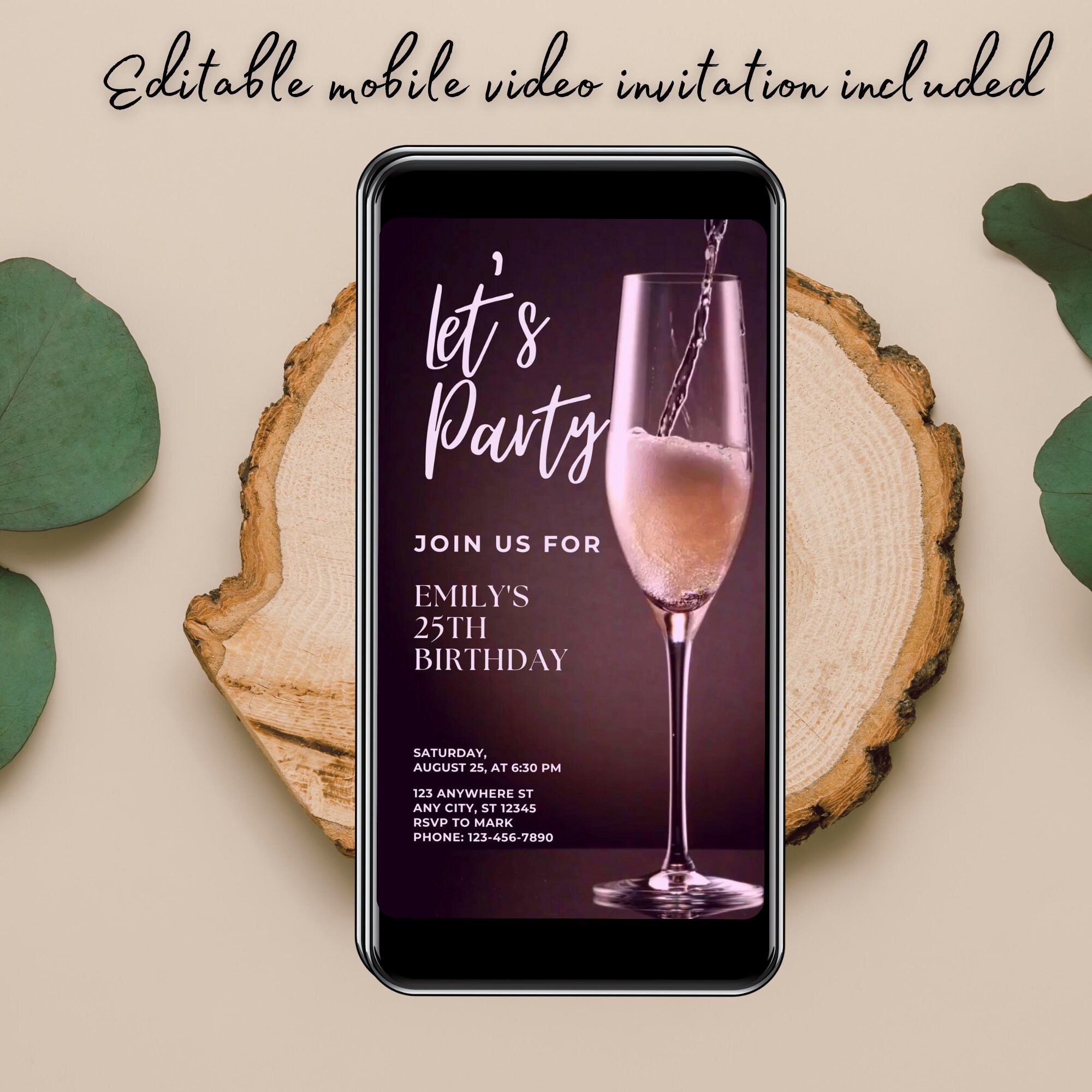 Pink Champagne Birthday Invitation, Champagne Invitation, Pink ...