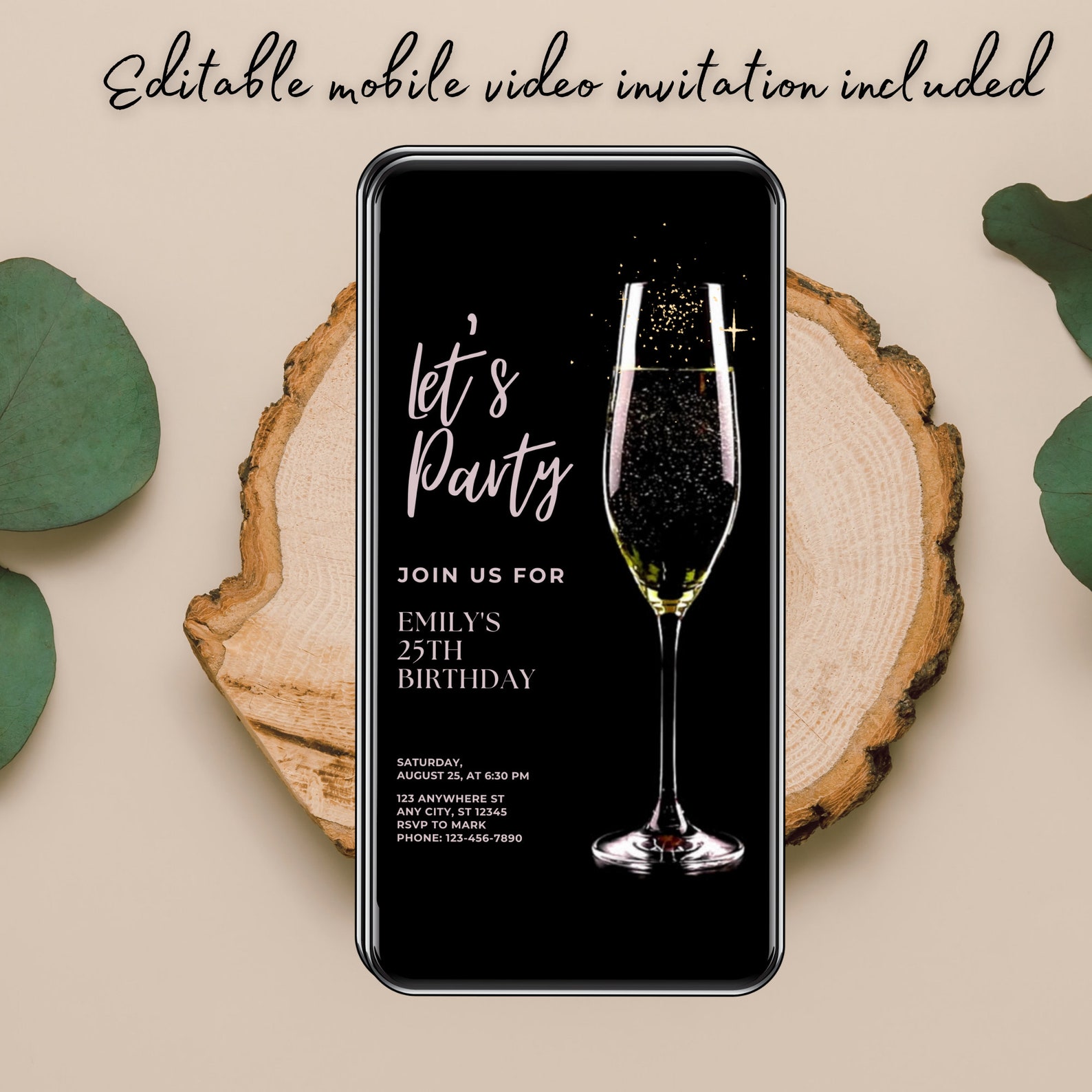 Pink Champagne Birthday Invitation, Champagne Invitation, Pink ...