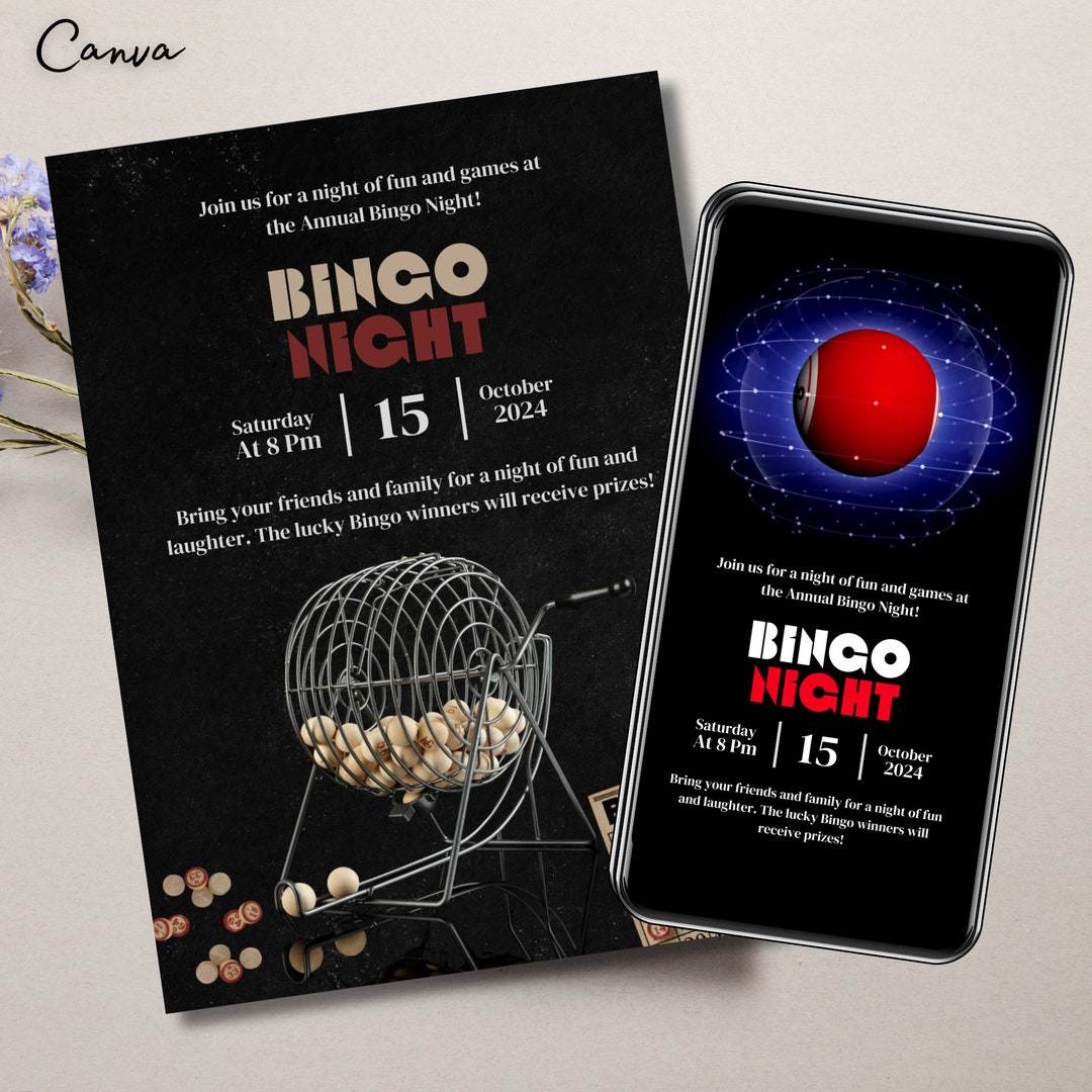 Bingo Birthday Invitation, Casino Invitation, Bingo Party Invitation ...