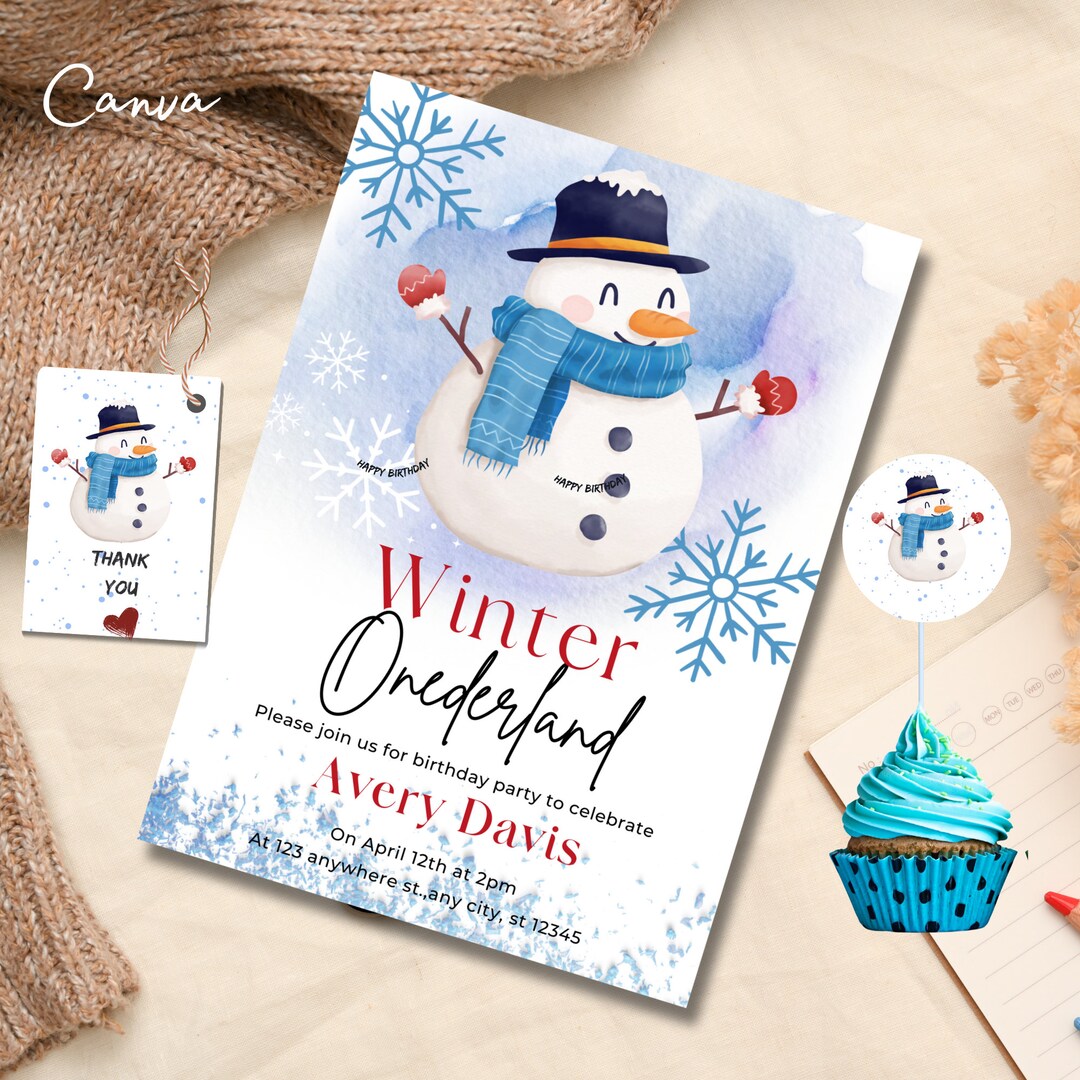 Snowman Invitation, Winter Wonderland Invitation, Snowman Birthday ...