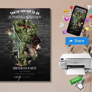 Hulk Invitation,hulk Birthday Invitation, Avengers Invitation ...
