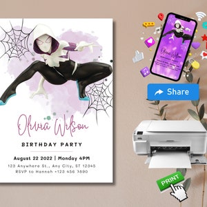 Ghost Spider Birthday Invitation, Spidey and His Amazing Friends ...