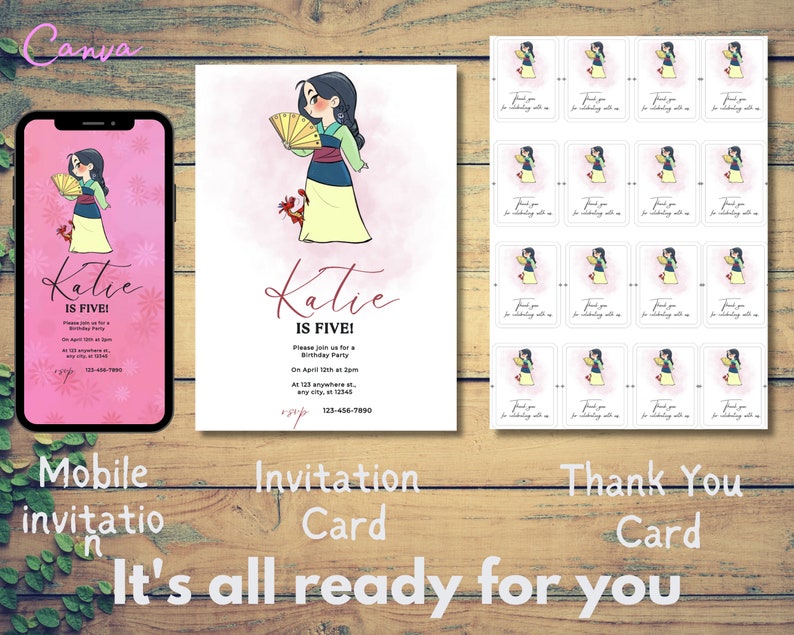 Mulan Birthday Invitation, Mulan Video Invitation, Mulan Invite, Mulan ...