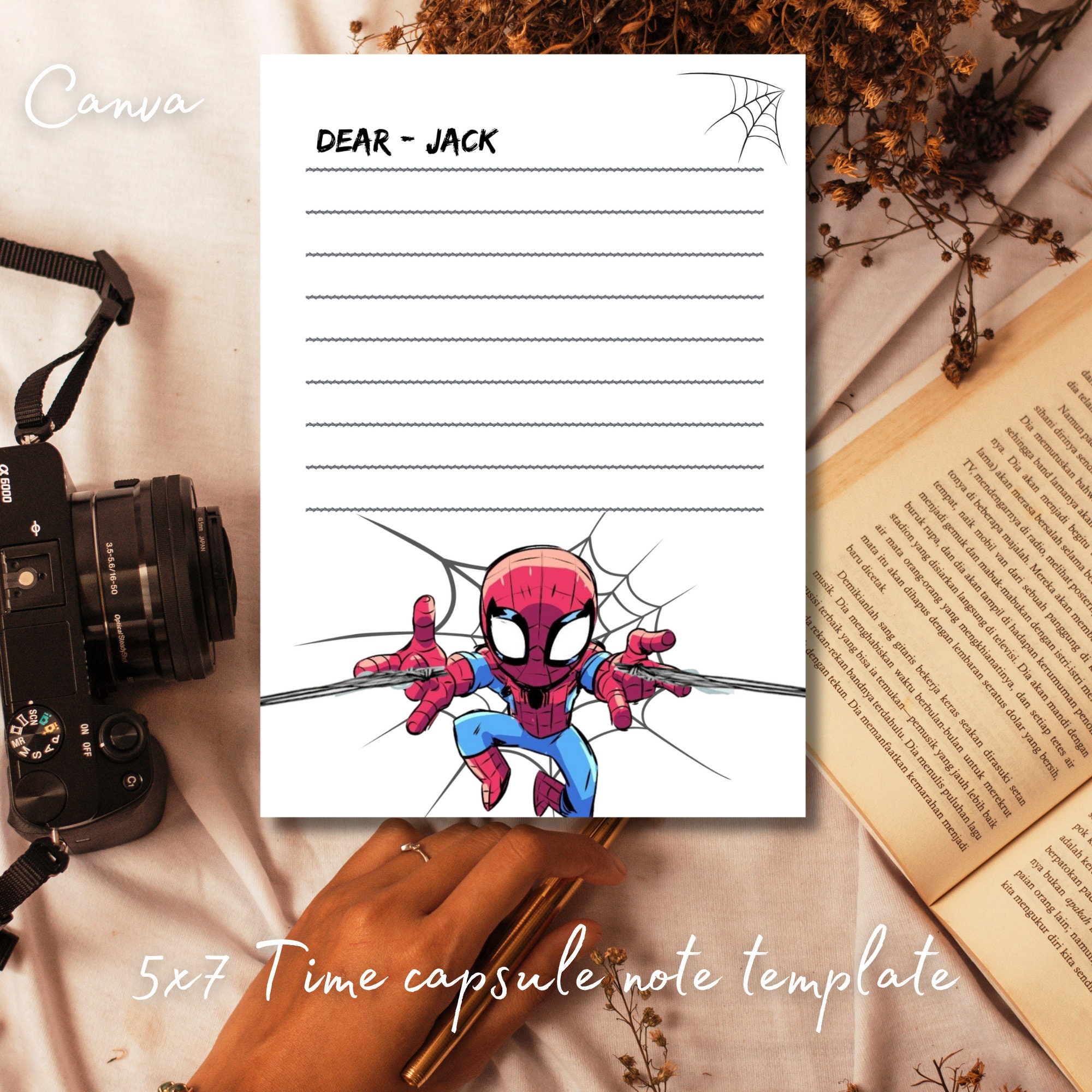 EDITABLE Spiderman Time Capsule and Matching Note Cards, Spiderman ...