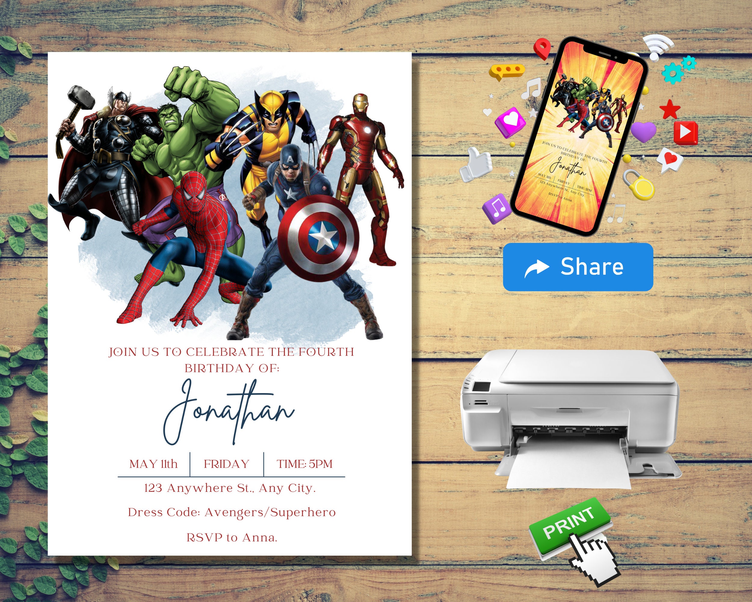 Avengers Invitation, Avengers Birthday Video Invitation, Superhero ...