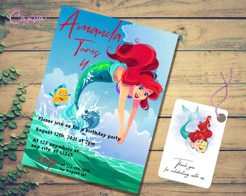 Little Mermaid Invitation, Ariel Invitation, Ariel Princess Birthday ...