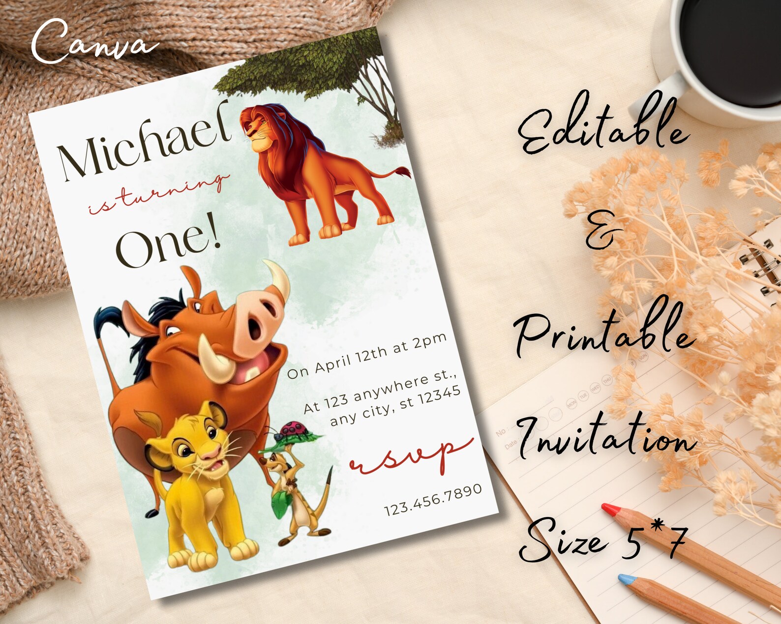 Lion King Invitation Lion King Birthday Invitation Lion King Party Lion ...