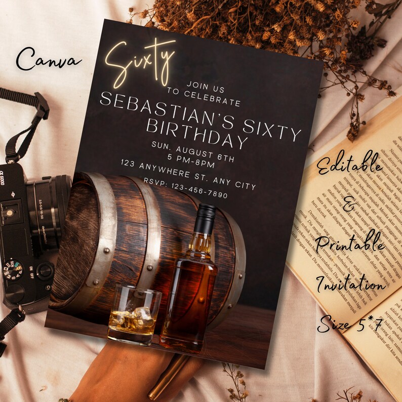 Whiskey Birthday Invitation, Whiskey Invitation, Whiskey Night ...