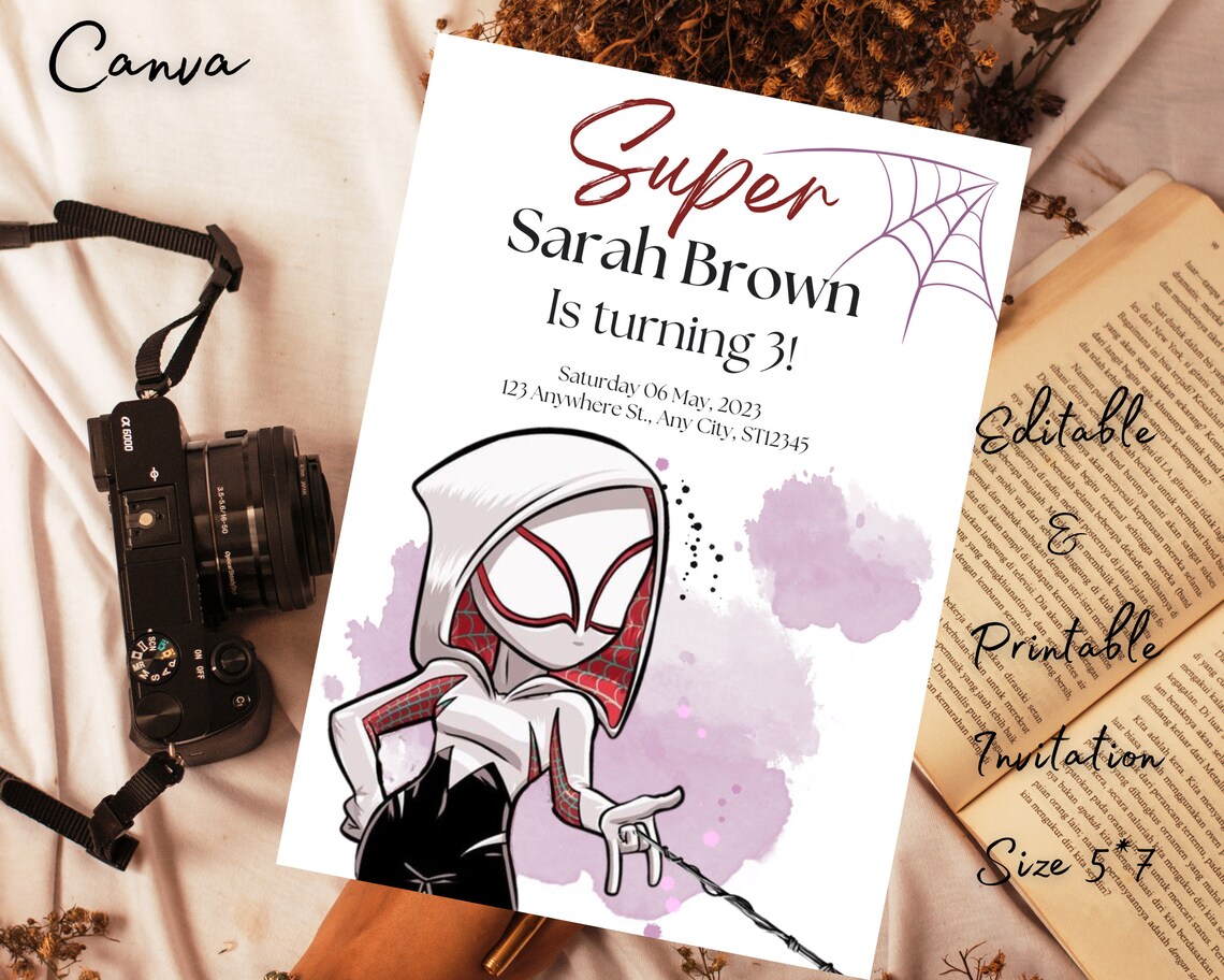 Ghost Spider Birthday Invitation, Spidey and His Amazing Friends ...