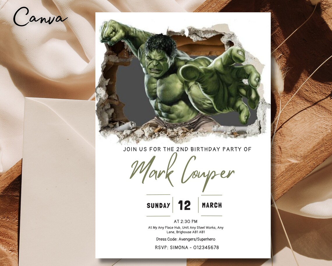 Hulk Invitation,hulk Birthday Invitation,super Heroes Birthday ...