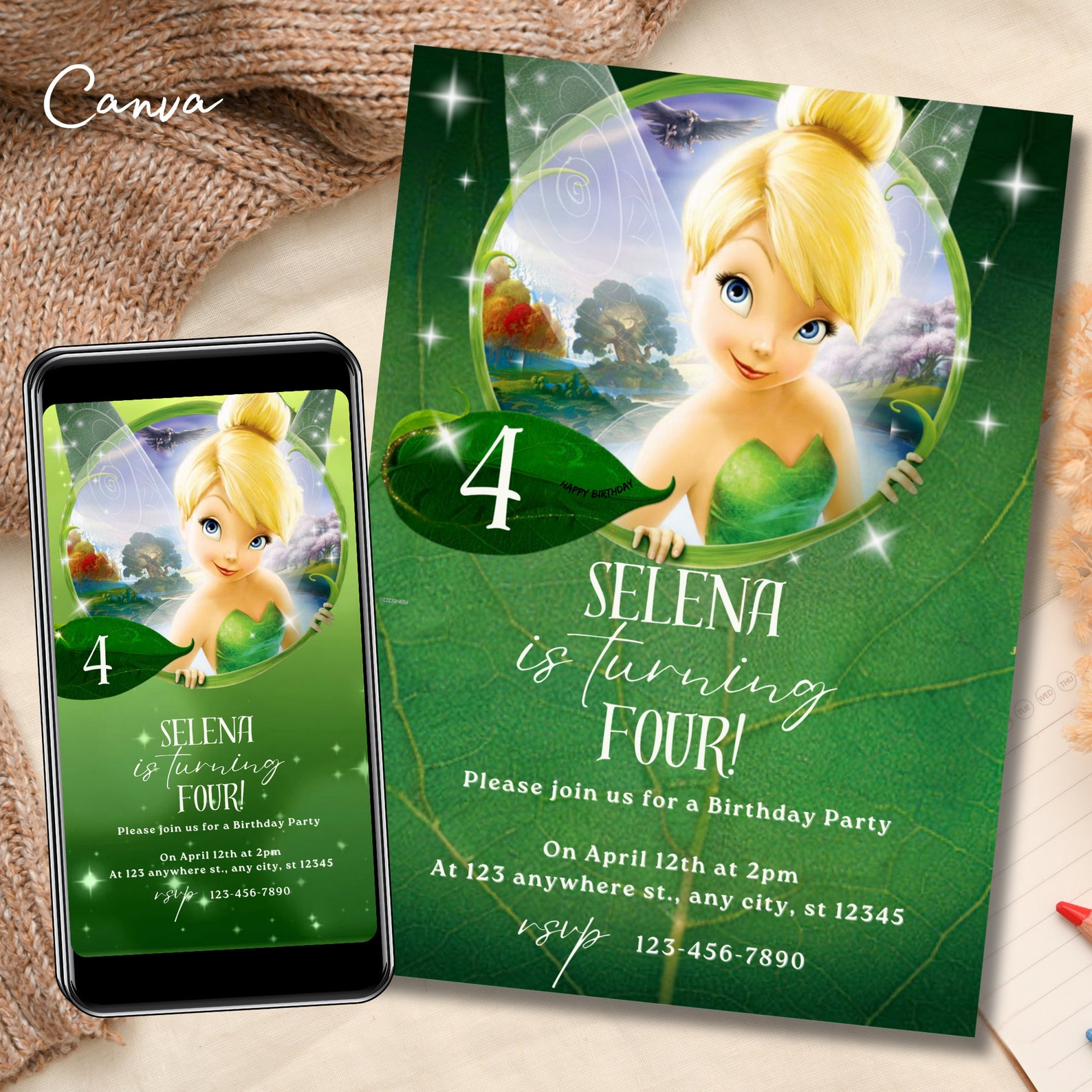 Tinkerbell Editable Invitation, Fairy Birthday Party Tinkerbell Party ...