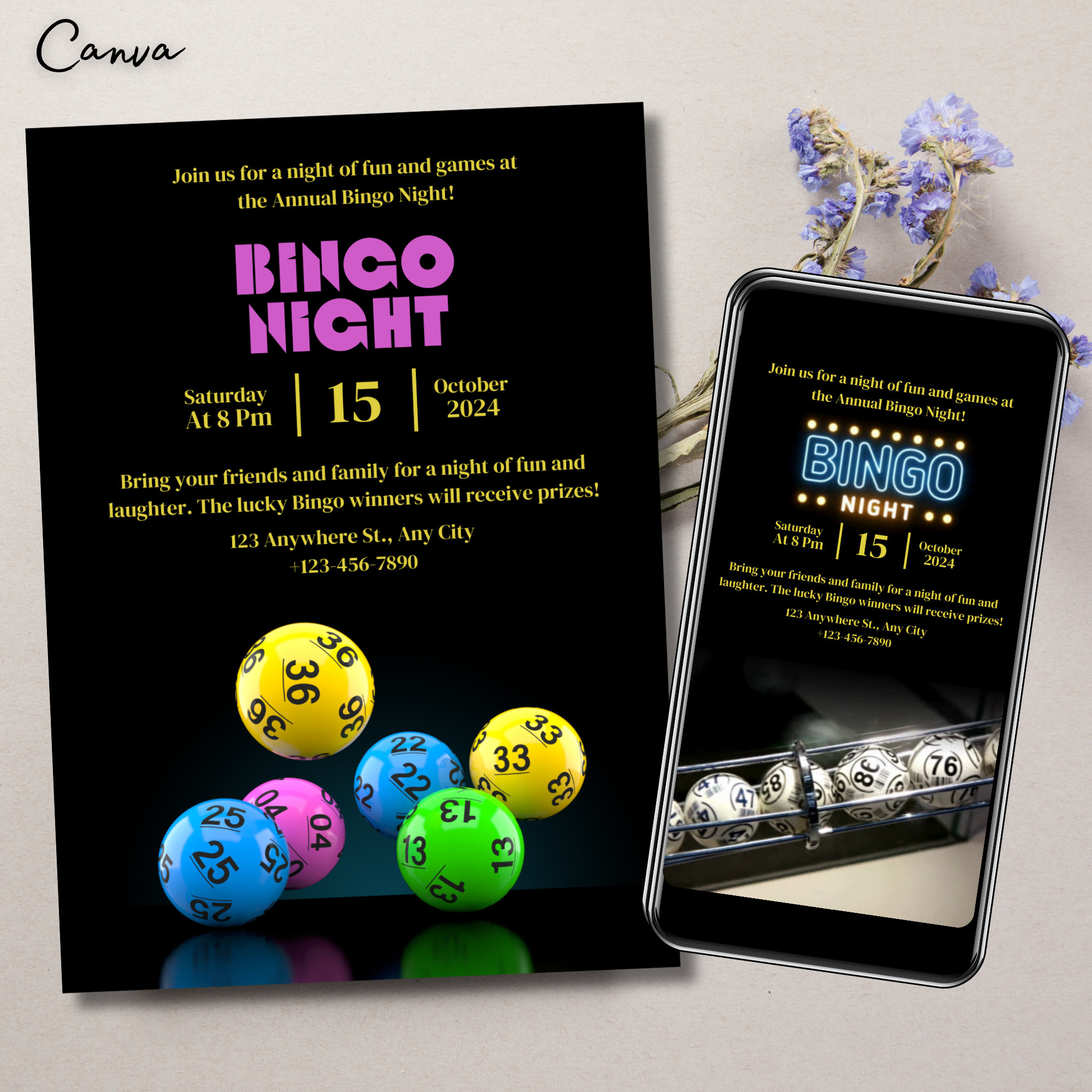 Bingo Birthday Invitation, Casino Invitation, Bingo Party Invitation ...