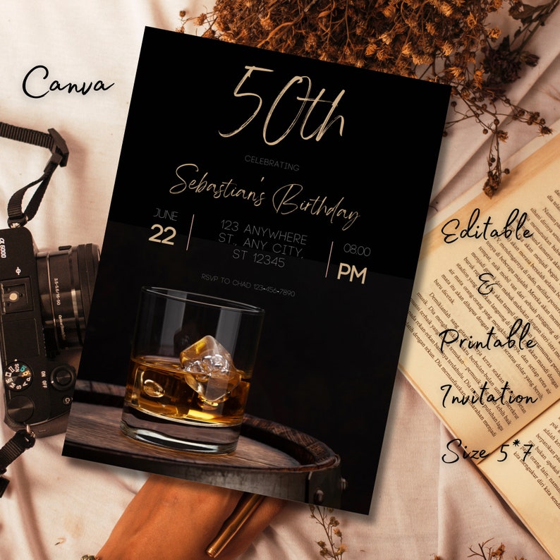 Whiskey Birthday Invitation, Whiskey Invitation, Whiskey Night ...