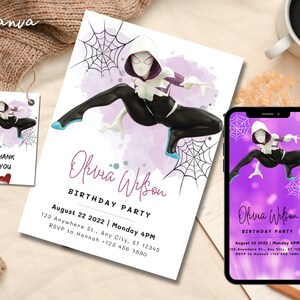 Ghost Spider Birthday Invitation, Spidey and His Amazing Friends ...