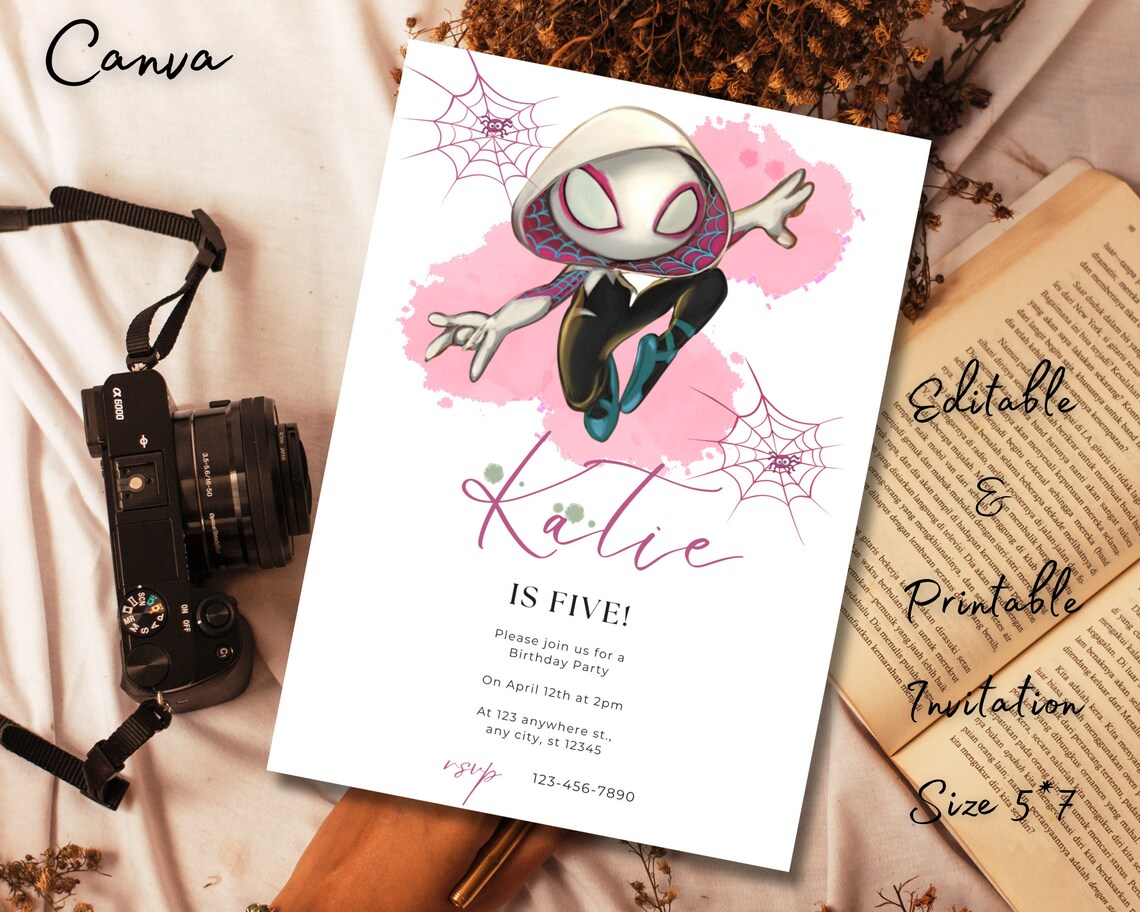 Ghost Spider Birthday Invitation, Spidey and His Amazing Friends ...