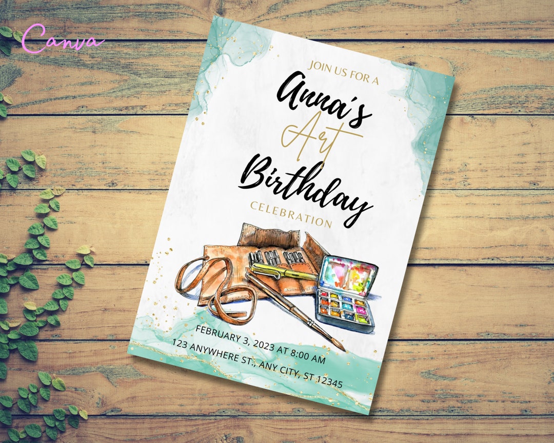 Editable Painting Party Invitation Art Party Birthday Invite Paint ...