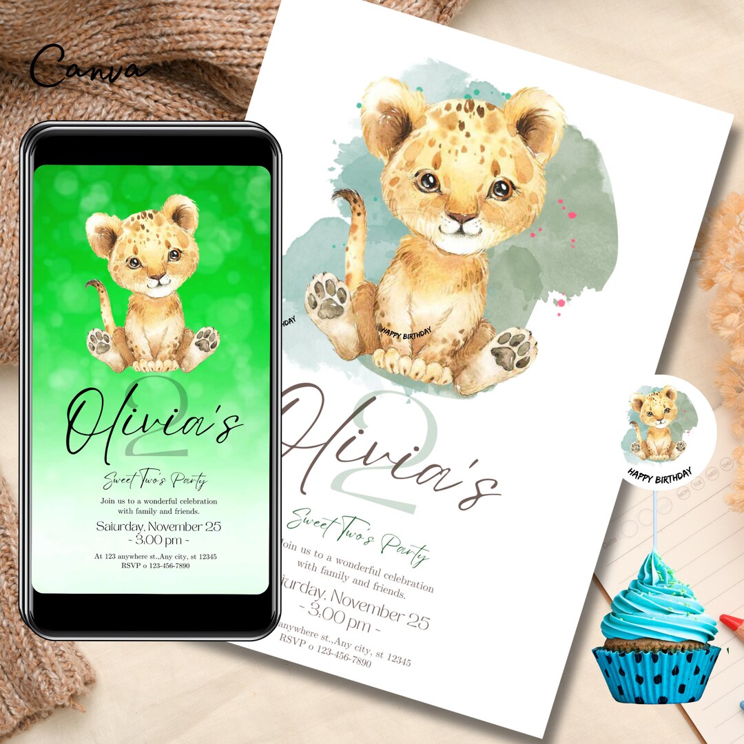 Wild One Birthday Invitation, Lion Birthday Invitation, Wild Lion, Baby ...
