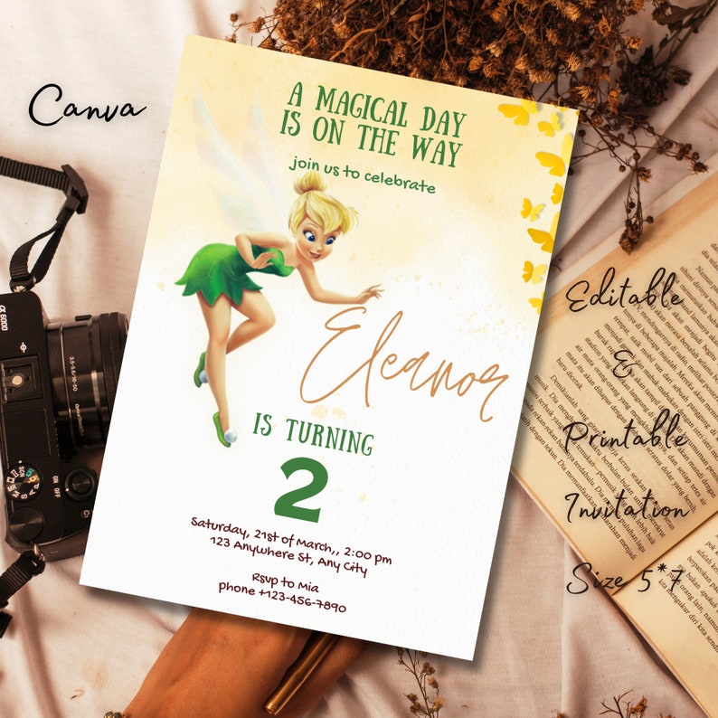 Tinkerbell Editable Invitation, Fairy Birthday Party Tinkerbell Party ...