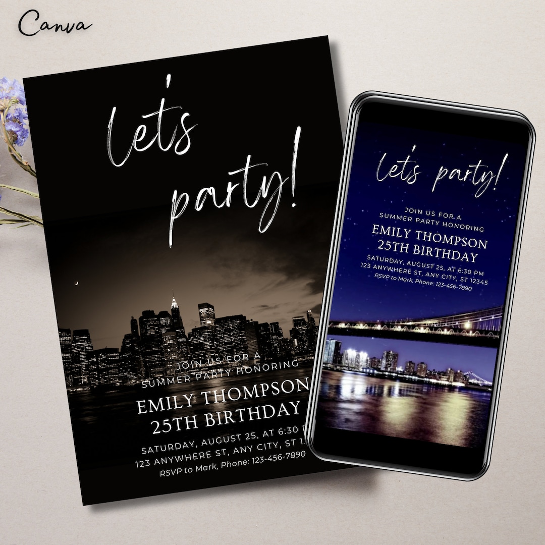 New York City Party Digital Invitation, New York City Invitation ...