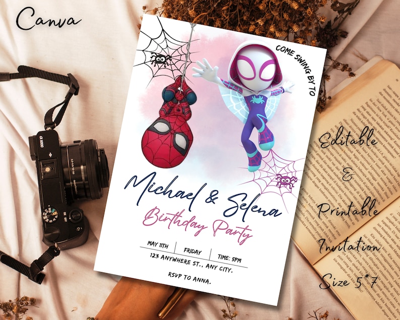 Ghost Spider Birthday Invitation Gwen, Spider Man Birthday Invitation ...
