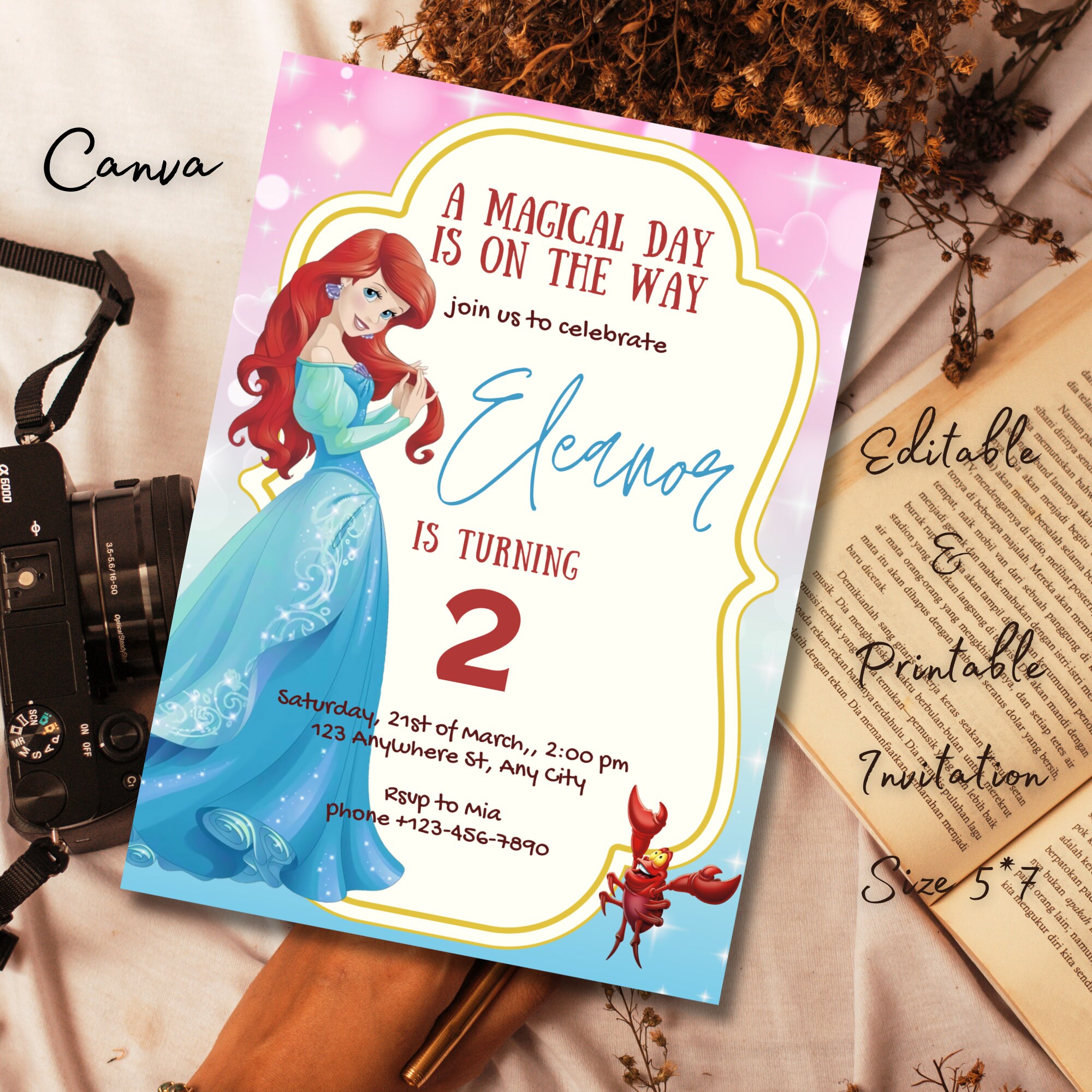 Little Mermaid Invitation, Ariel Invitation, Ariel Princess Birthday ...